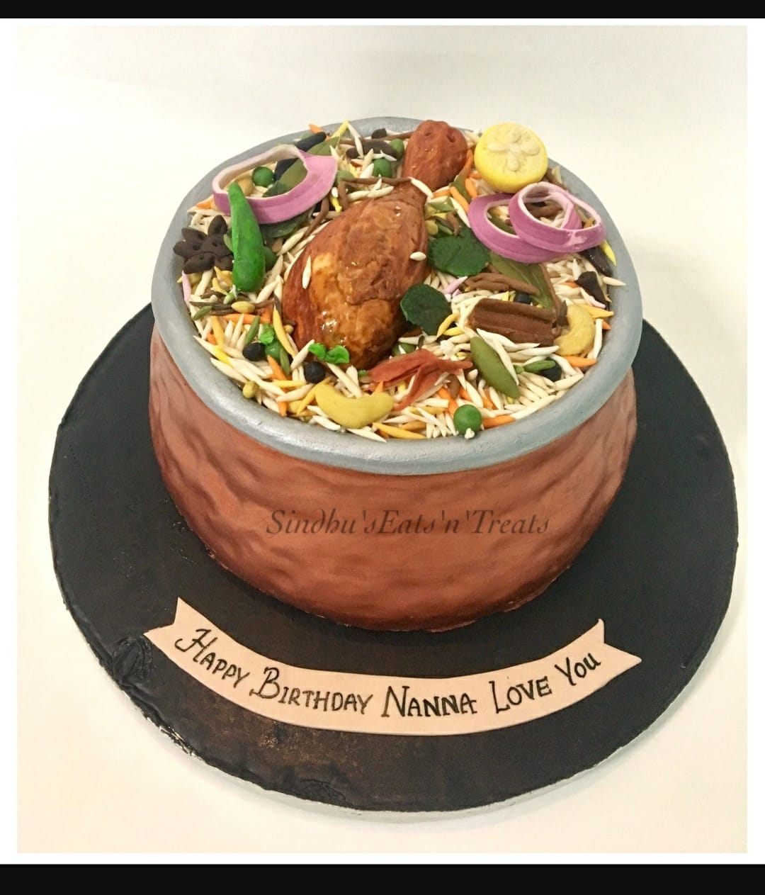 Cakes :: By Type :: Fondant Cake :: Biryani Theme Cake
